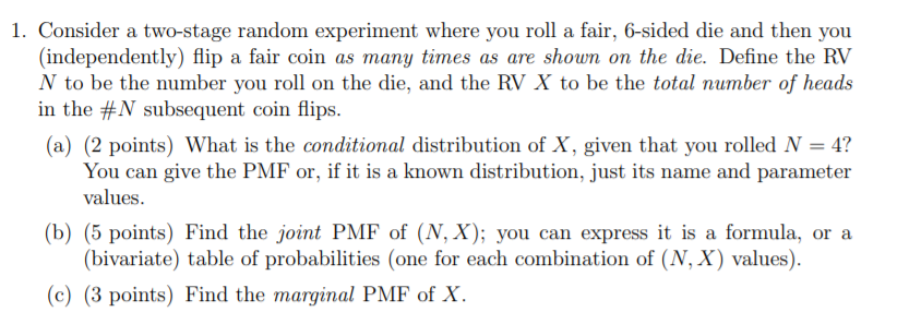 Solved 1. Consider a two-stage random experiment where you | Chegg.com