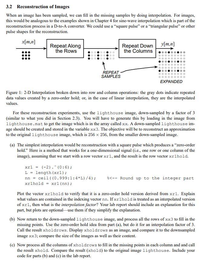 3.2 Reconstruction of Images When an image has been | Chegg.com