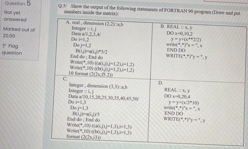 Solved Question 5 Q.5/ Show the output of the following | Chegg.com