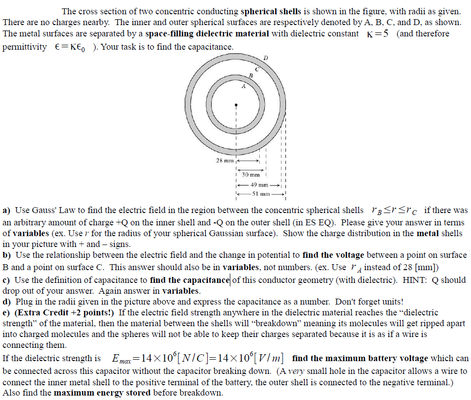 Solved The cross section of two concentric conducting | Chegg.com
