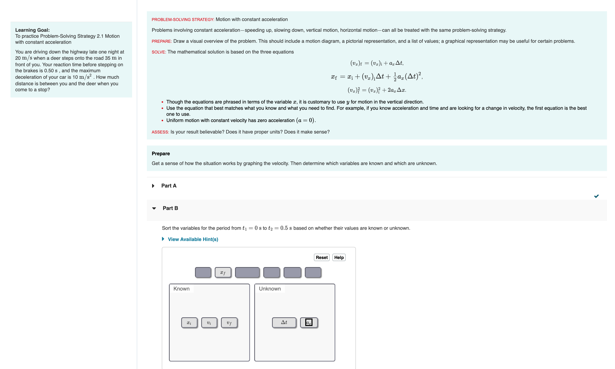 Solved PROBLEM-SOLVING STRATEGY: Motion with constant | Chegg.com