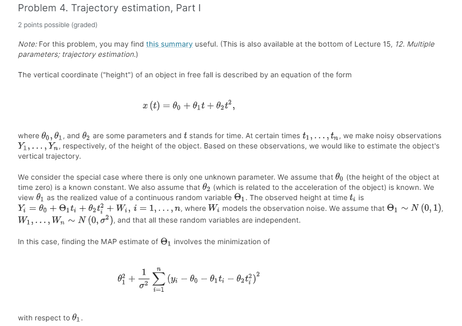 Solved Problem 4. Trajectory estimation, Part 1 2 points | Chegg.com