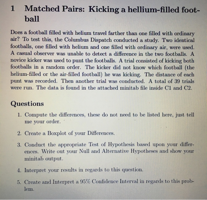Solved Matched Pairs: Kicking a hellium-filled foot- ball 1 | Chegg.com