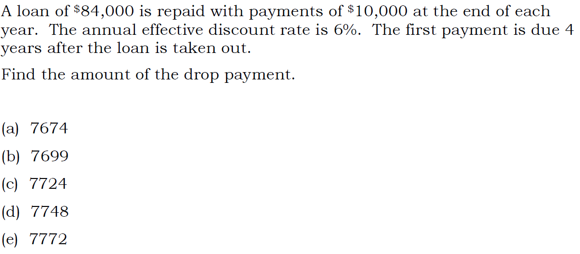 Solved Use drop payment formula in detail. | Chegg.com
