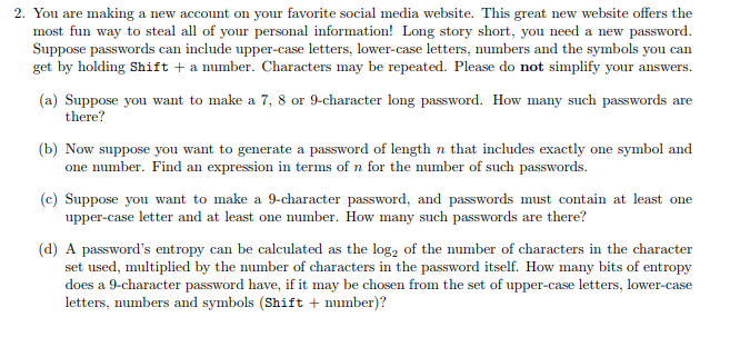 Solved ur favorite social media website 2. You are making a | Chegg.com