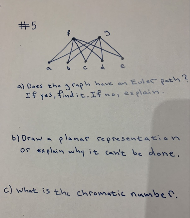 Solved # 5 a b c d e a) Does the graph have an Euler path? | Chegg.com