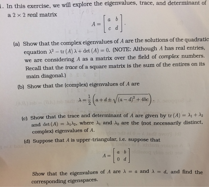 Solved l. In this exercise, we will explore the eigenvalues, | Chegg.com