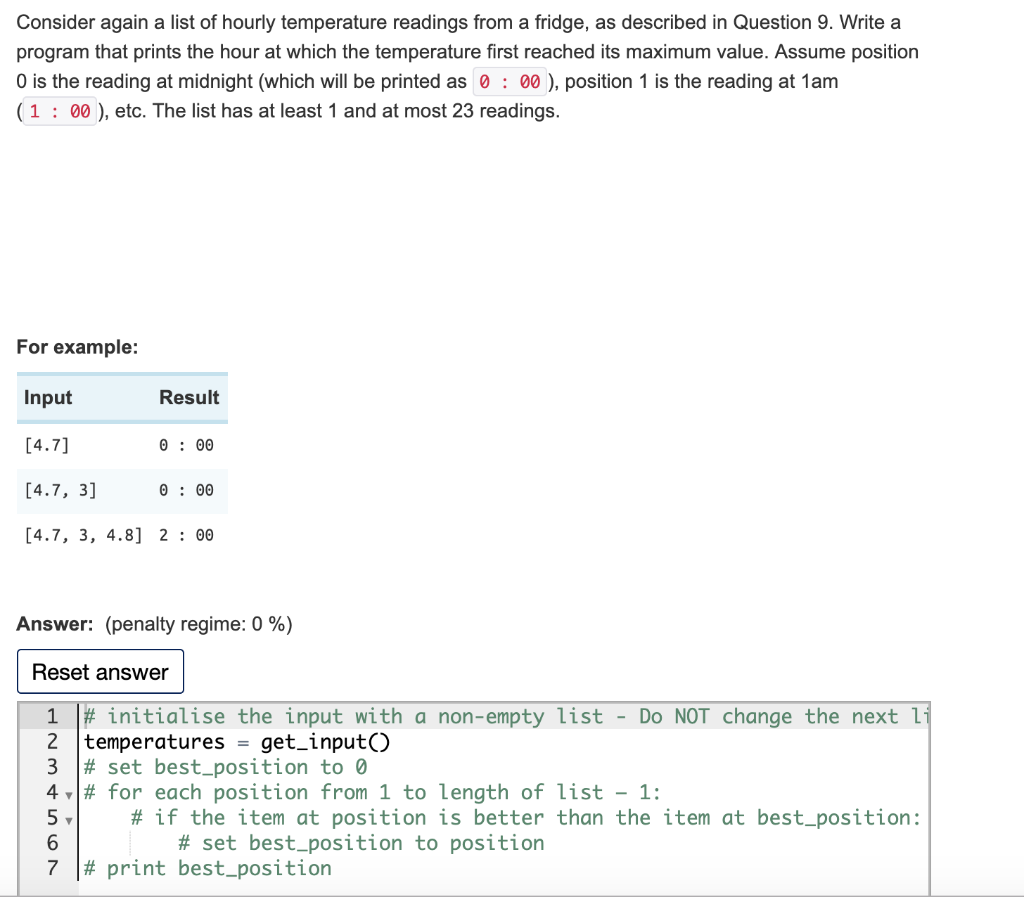 Solved Consider again a list of hourly temperature readings | Chegg.com