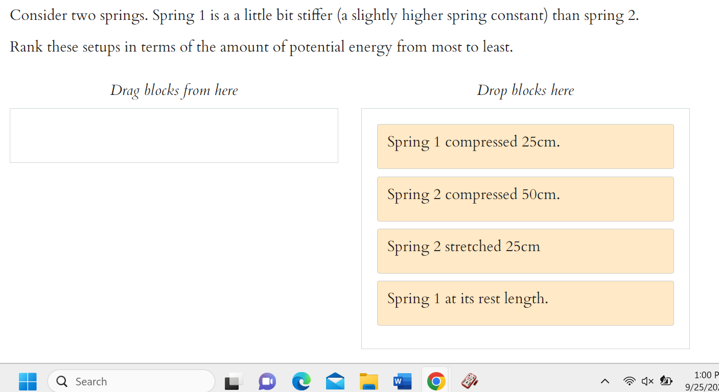 Solved Consider two springs. Spring 1 is a a little bit | Chegg.com