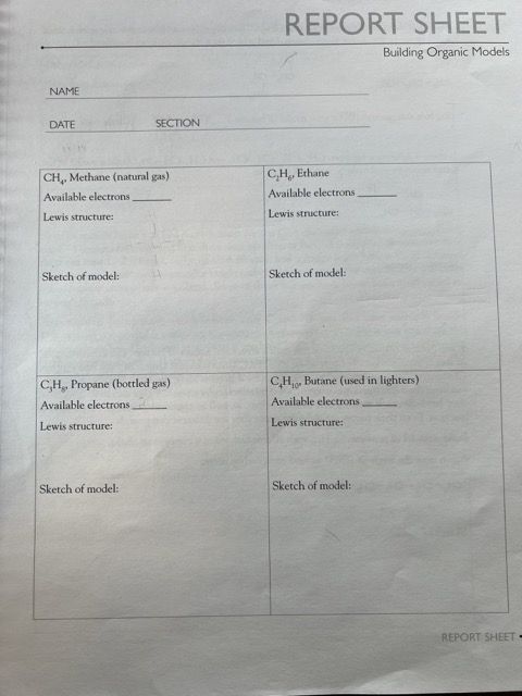 Solved REPORT SHEET Building Organic Models NAME DATE | Chegg.com