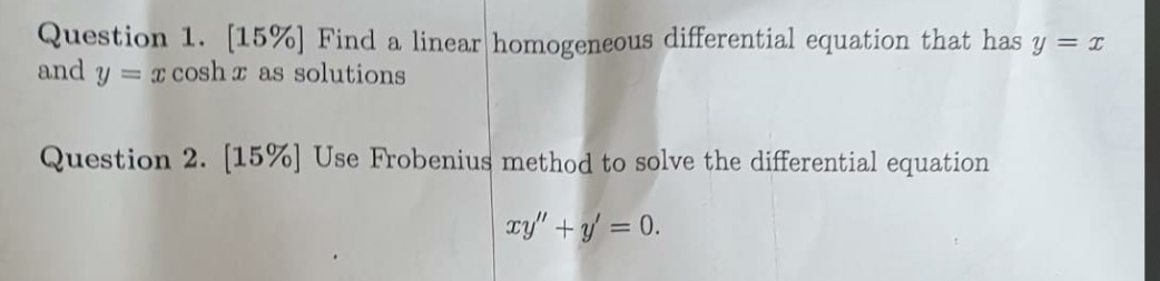 Solved Question 1. [15\%] Find a linear homogeneous | Chegg.com