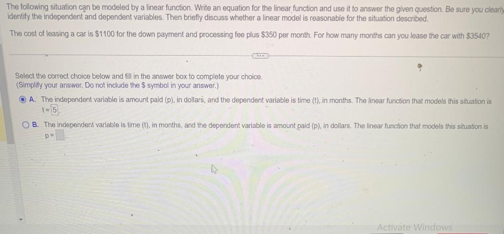 Solved The following situation can be modeled by a linear | Chegg.com