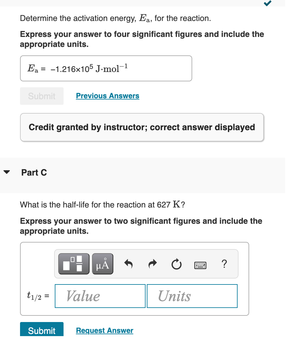 Solved Part A Below is an Arrhenius plot for the | Chegg.com
