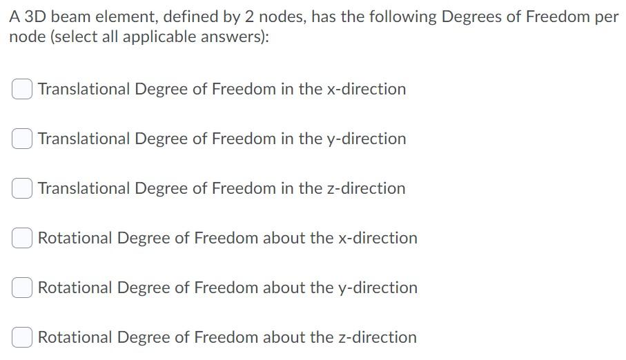 Solved A 3D beam element, defined by 2 nodes, has the | Chegg.com