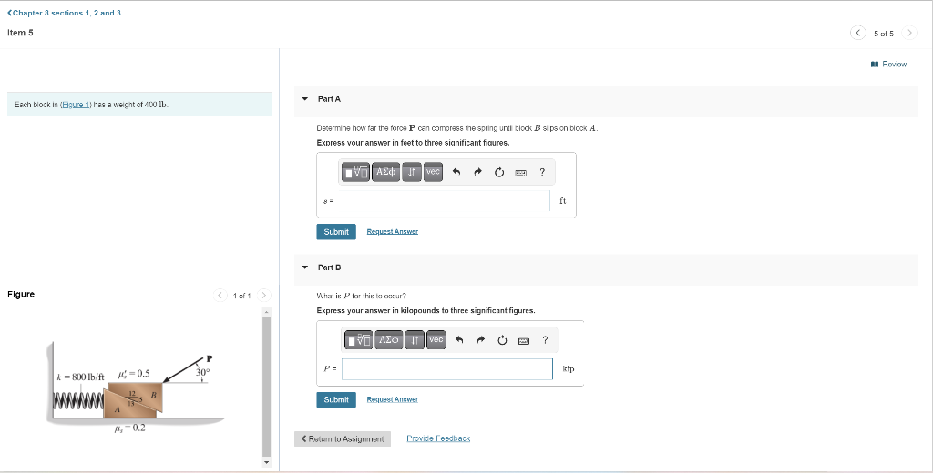 Solved Each block in (Elgure 1 h has a weight of 400ll. Part | Chegg.com