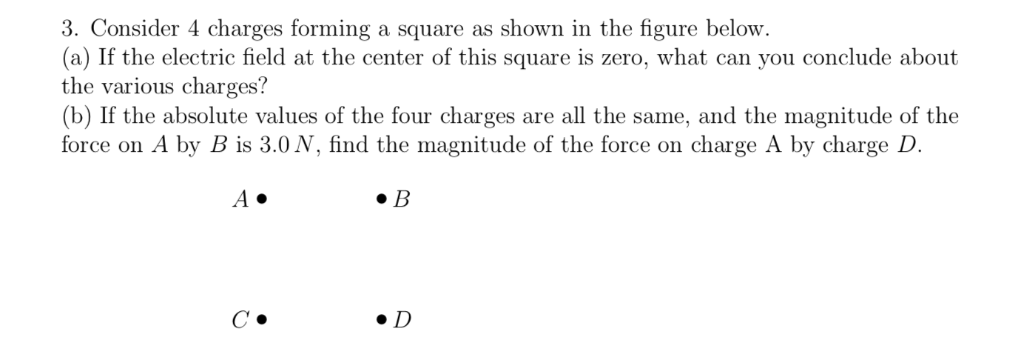Solved 3. Consider 4 charges forming a square as shown in | Chegg.com