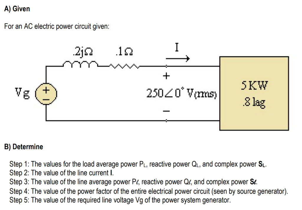 Solved A) Given For an AC electric power circuit given: 2ja | Chegg.com