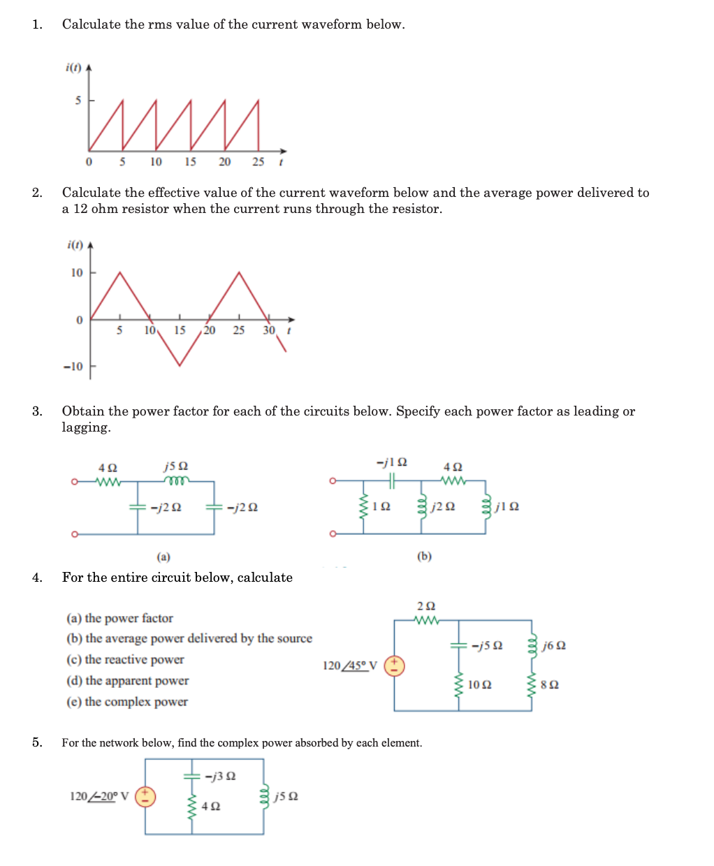 Solved 1. Calculate the rms value of the current waveform | Chegg.com