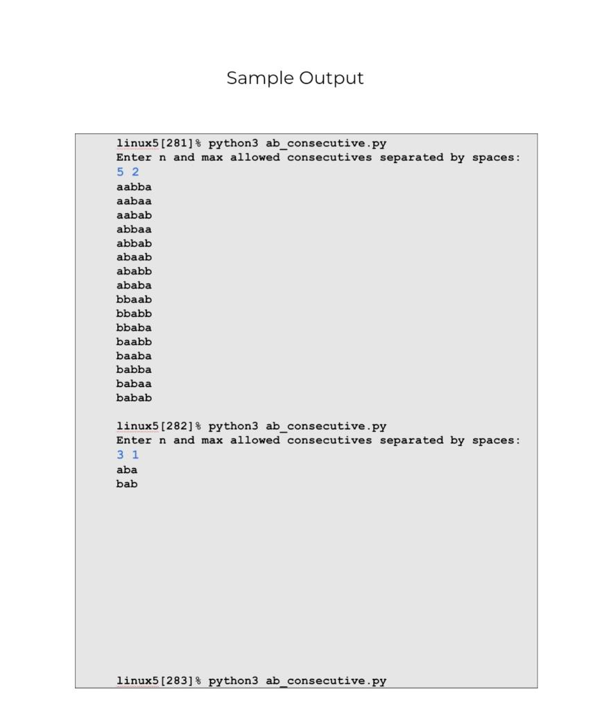 Solved Problem 5 - AB Consecutive Create a recursive | Chegg.com