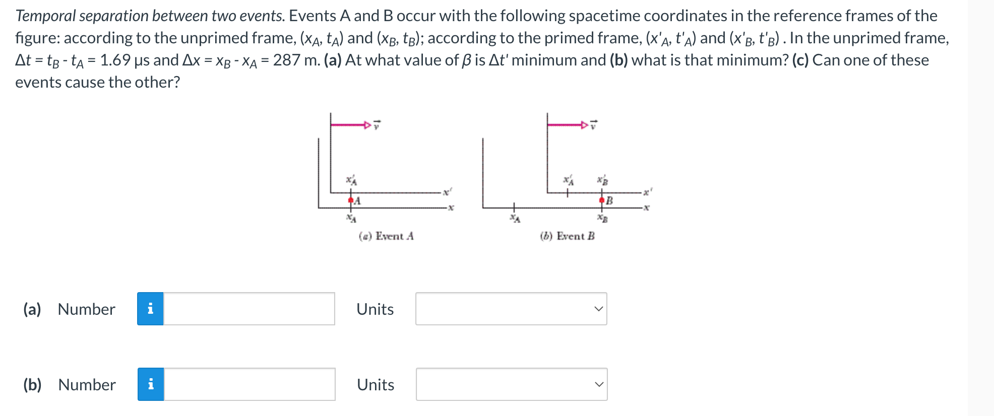 Solved Temporal separation between two events. Events A and | Chegg.com
