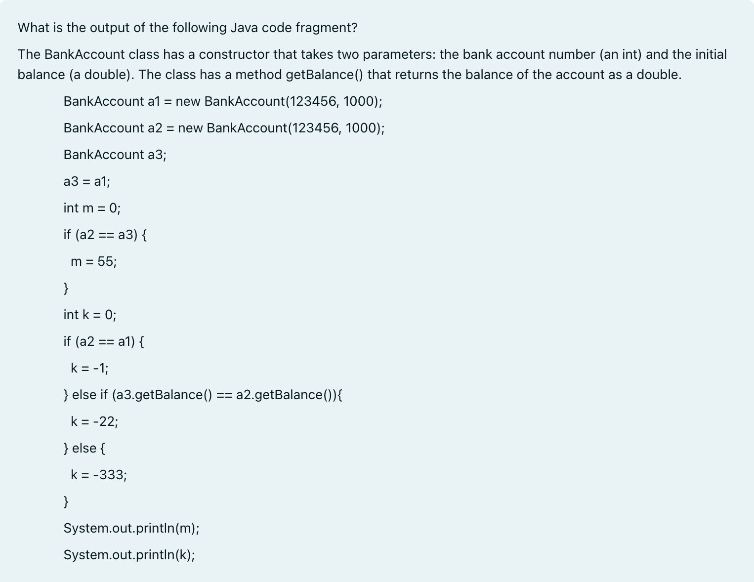 Solved lat is the output of the following Java code | Chegg.com