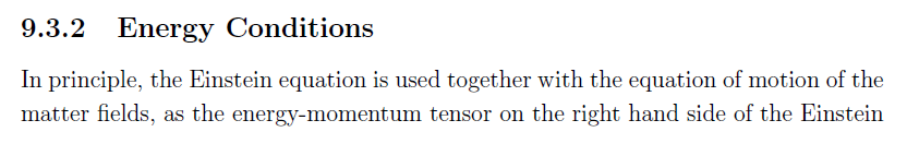 Solved 9.3.2 Energy Conditions In principle, the Einstein | Chegg.com