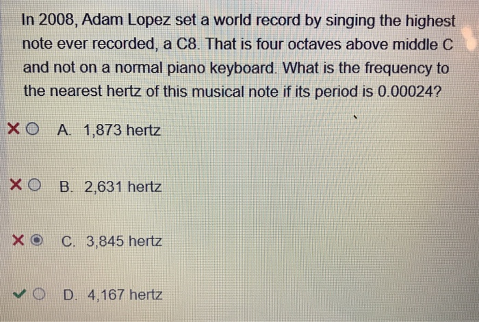 Solved In 2008, Adam Lopez set a world record by singing the | Chegg.com