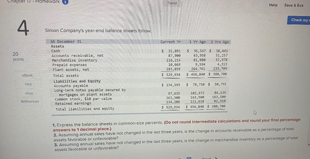 Solved Chapter 17 - Homework i Saved Help Save & Exit Check | Chegg.com