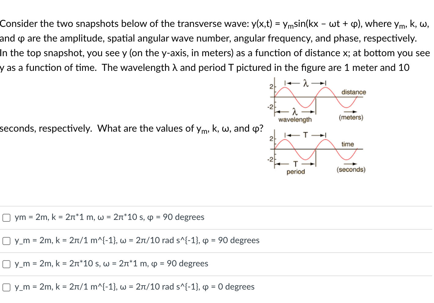 Solved Consider the two snapshots below of the transverse | Chegg.com