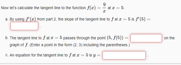 Solved Now let's calculate the tangent line to the function | Chegg.com