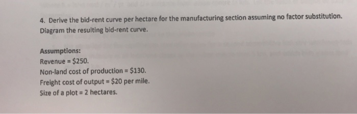 Solved 4. Derive the bid-rent curve per hectare for the | Chegg.com