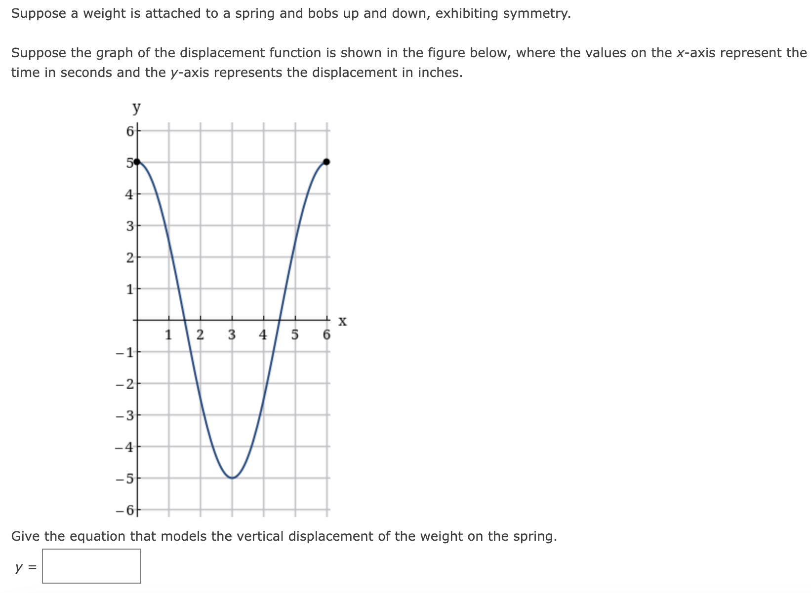 Solved Suppose a weight is attached to a spring and bobs up | Chegg.com