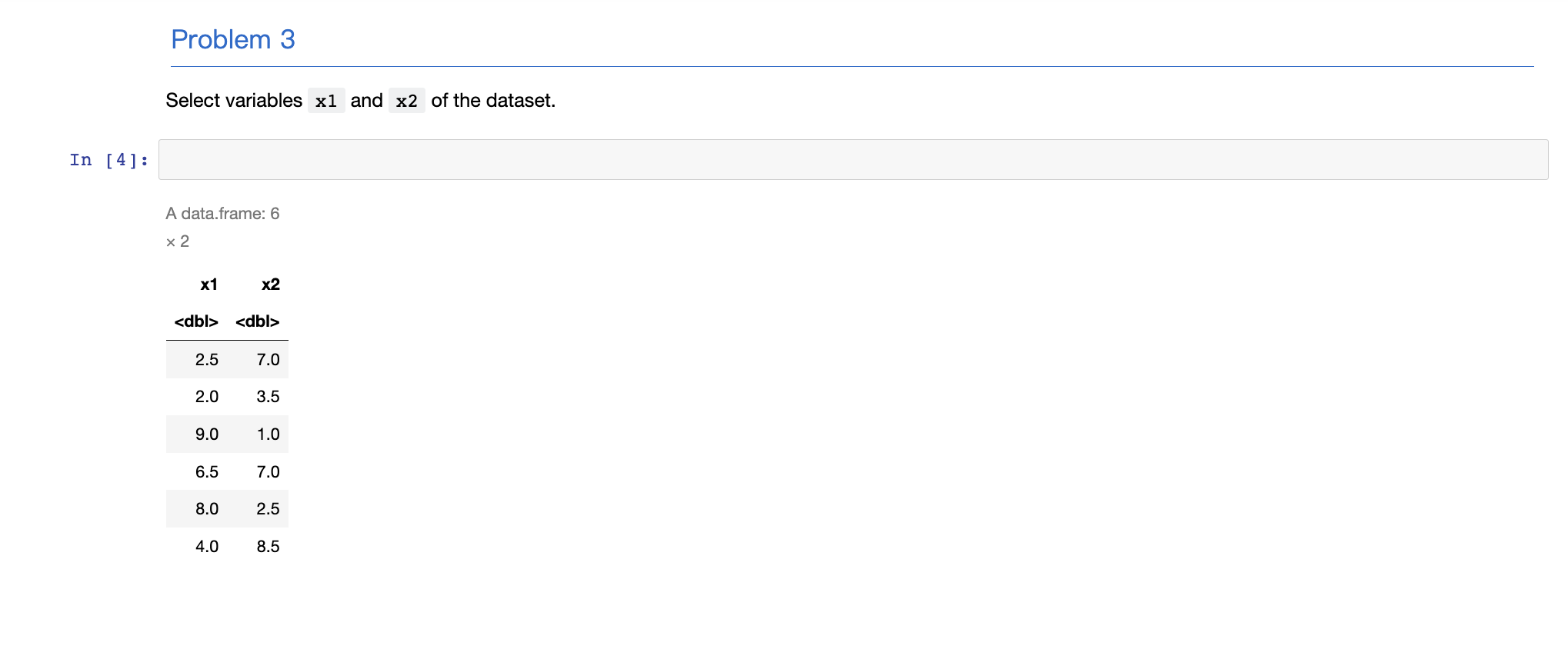 Solved Construct a dataset (i.e., dataframe) with 6 | Chegg.com
