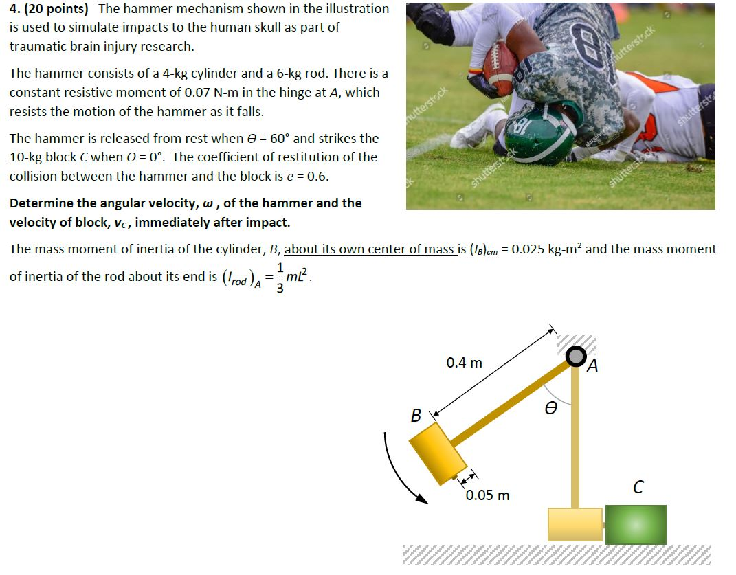 Solved 4. (20 points) The hammer mechanism shown in the | Chegg.com