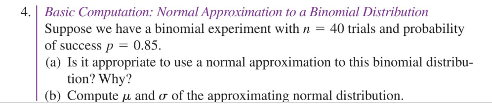 Solved 4 Basic Computation Normal Approximation To A