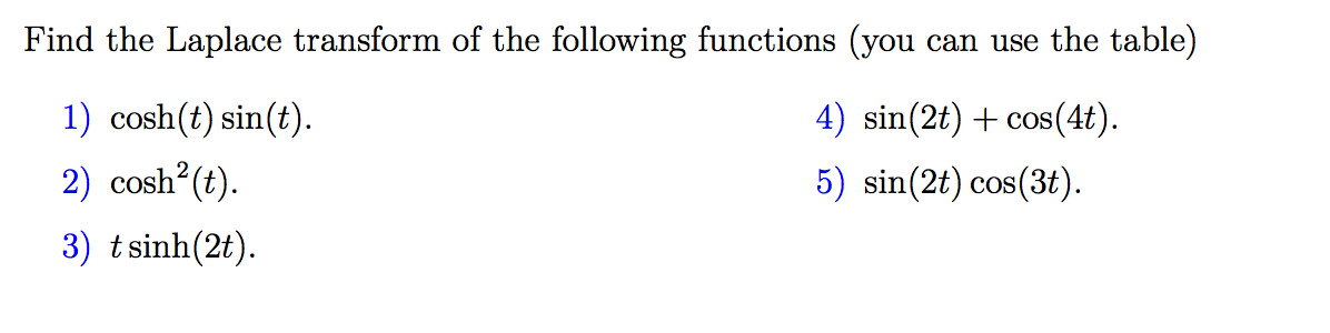 Solved Find the Laplace transform of the following functions | Chegg.com