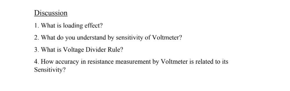 Solved Discussion 1. What is loading effect? 2. What do you | Chegg.com