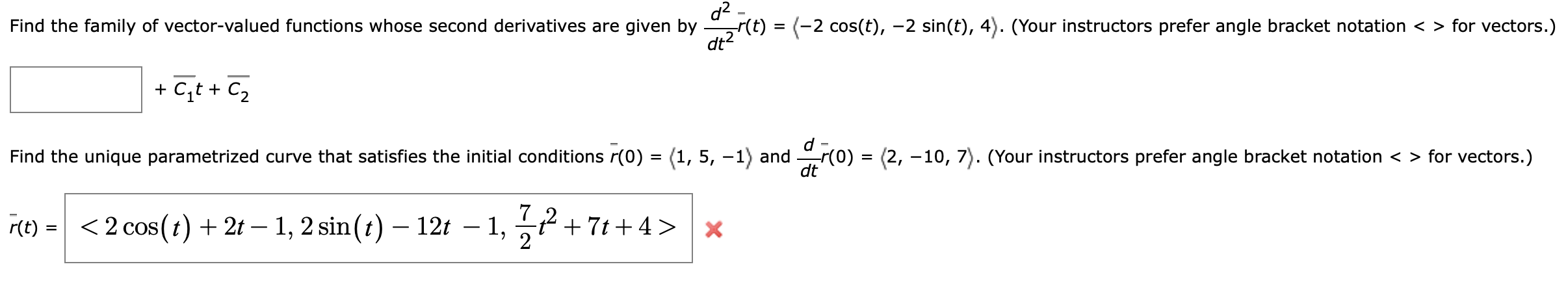 Solved d2 Find the family of vector-valued functions whose | Chegg.com