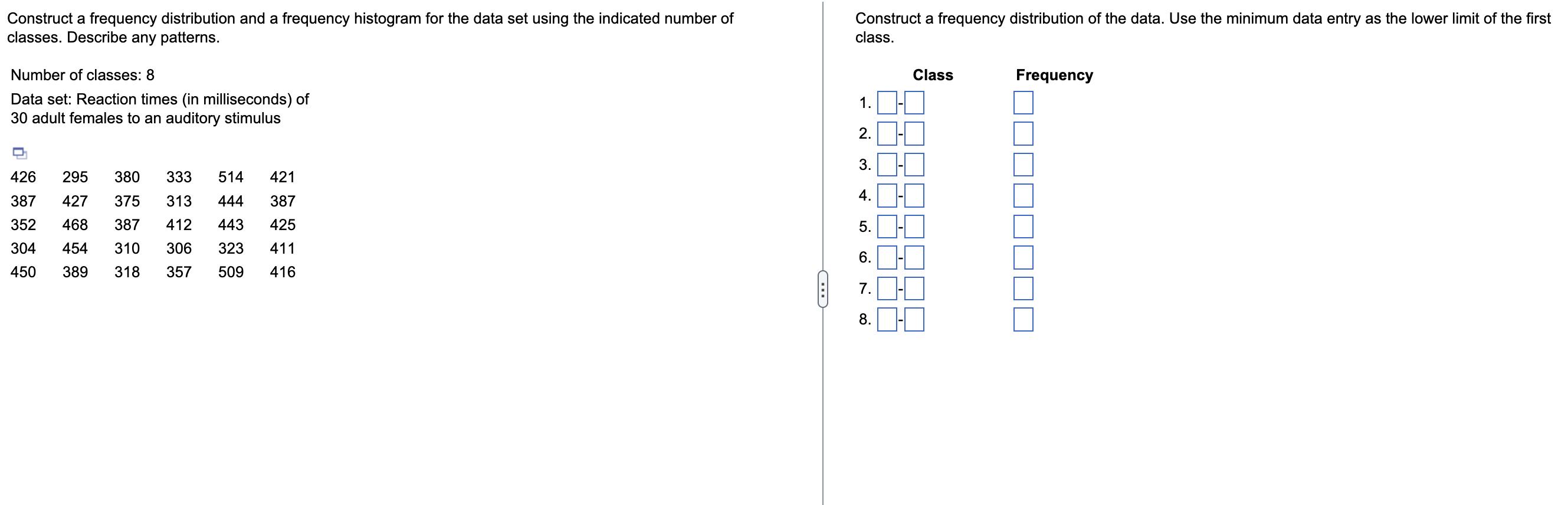 Solved Construct a frequency distribution and a frequency | Chegg.com