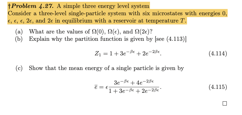 Solved †Problem 4.27. A simple three energy level system | Chegg.com