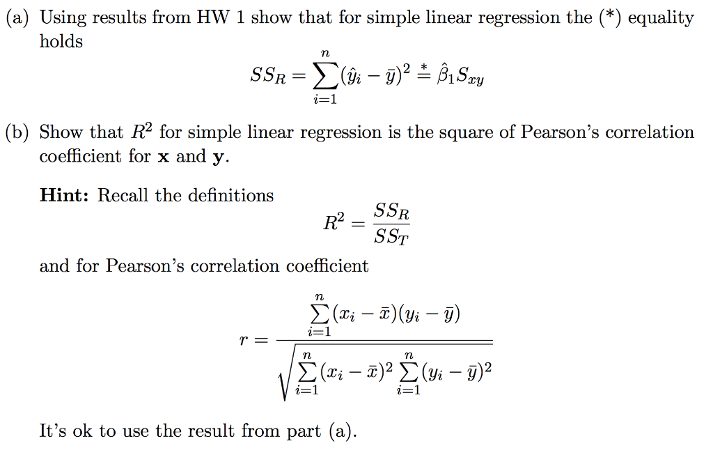 Solved (a) Using results from HW 1 show that for simple | Chegg.com