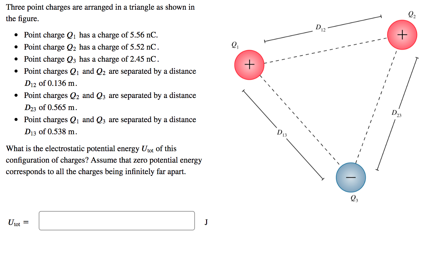 Solved Three point charges are arranged in a triangle as | Chegg.com