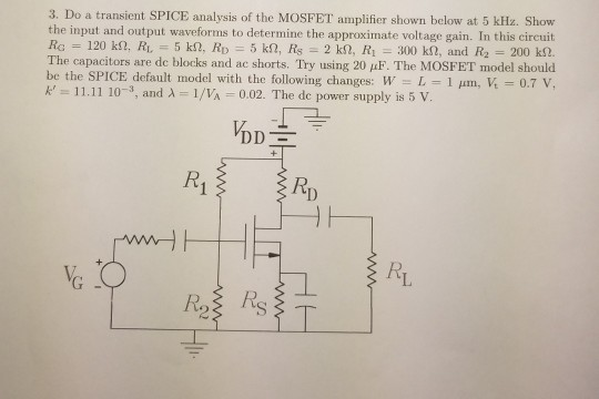 3. Do a transient SPICE analysis of the MOSFET | Chegg.com