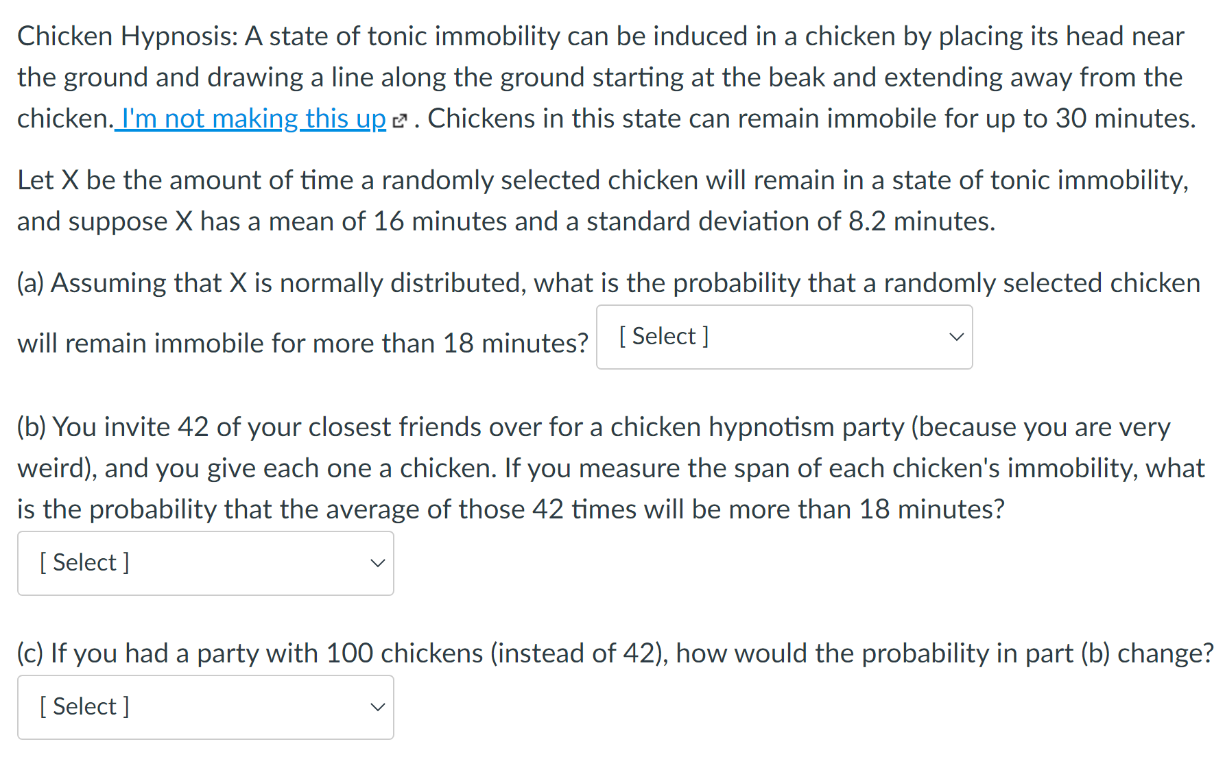 Solved Chicken Hypnosis: A state of tonic immobility can be | Chegg.com