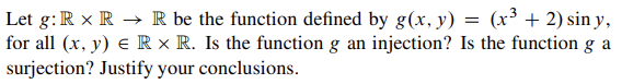 Solved Let g:R×R→R be the function defined by | Chegg.com