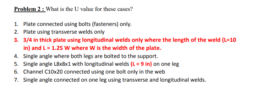 Solved Problem 2: What is the U value for these cases? 1. | Chegg.com