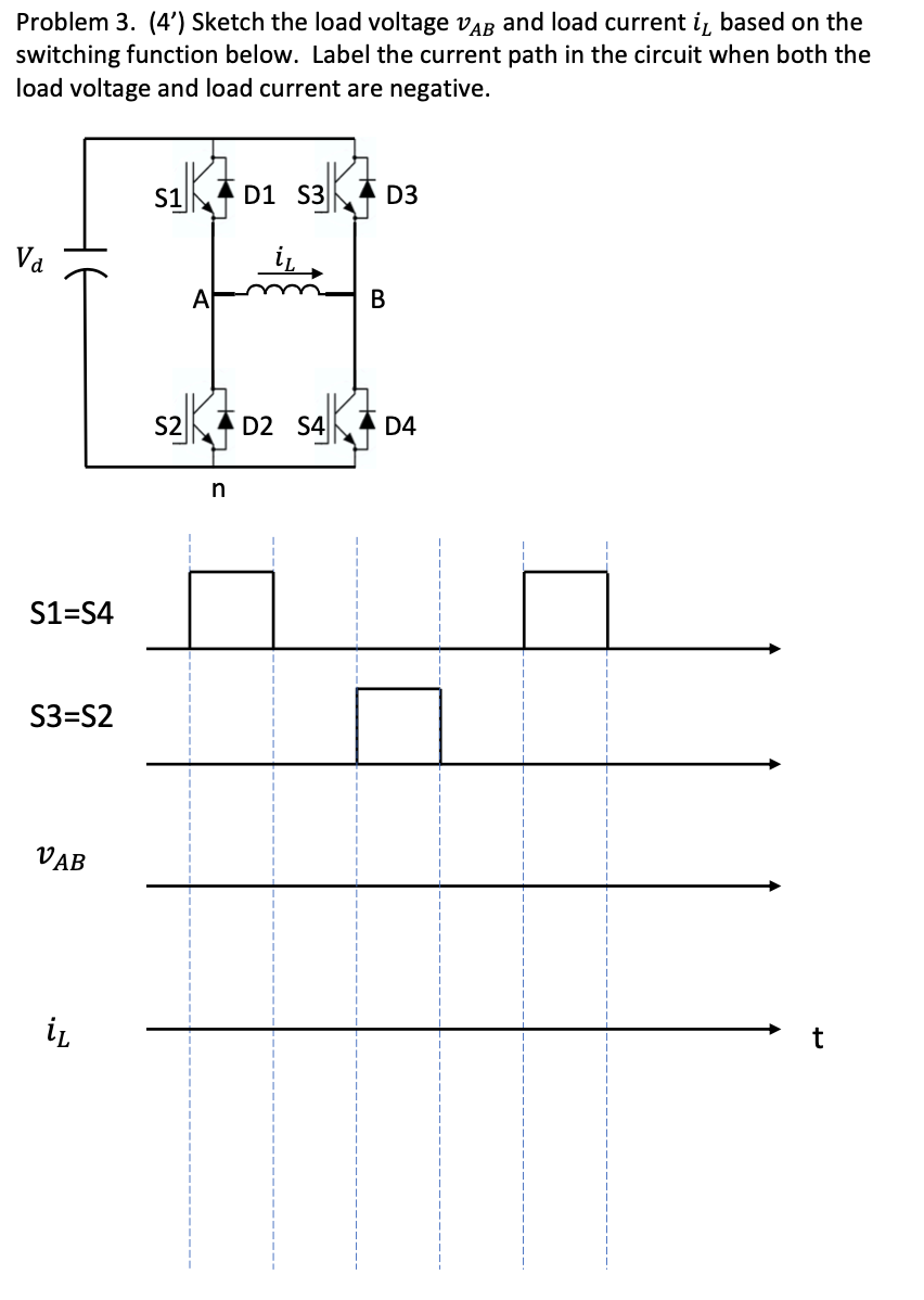 Solved Problem 3. (4') Sketch the load voltage vAB and load | Chegg.com