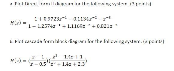 Solved a. Plot Direct form II diagram for the following | Chegg.com