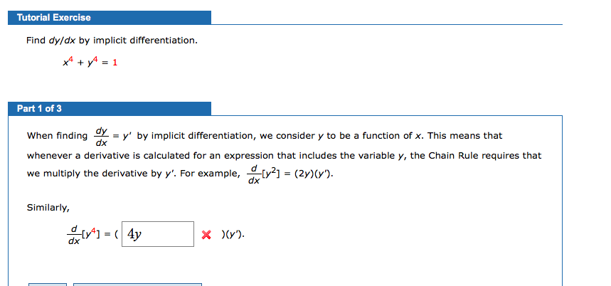 Solved Tutorial Exercise Find dy/dx by implicit | Chegg.com