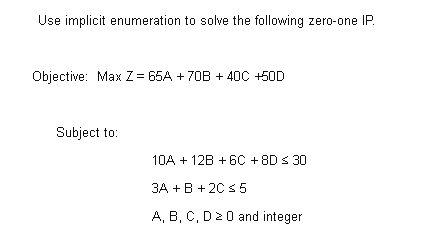 Solved Use implicit enumeration to solve the following | Chegg.com